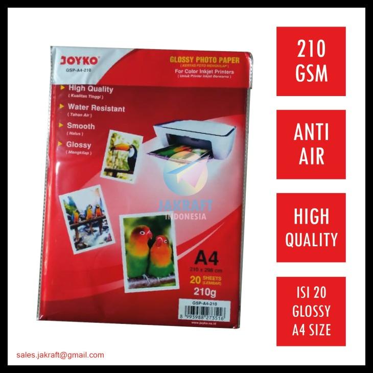 Jual Kertas Foto A4 Tebal Joyko 210 Gr Gsm Gram Coral Glossy Photo ...