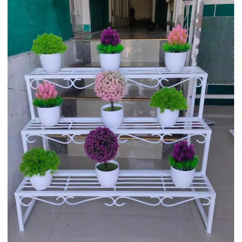 Jual Rak rak pot bunga tiga susun kuat kokoj full besi anti karat hollo ...