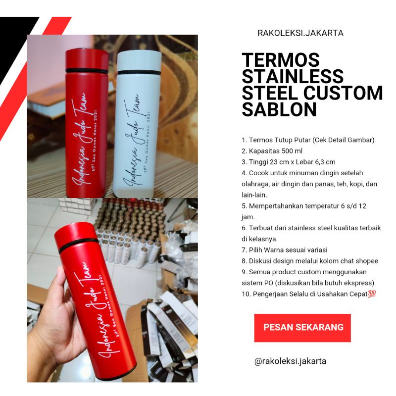 Jual TERMOS STAINLESS CUSTOM SABLON | Shopee Indonesia