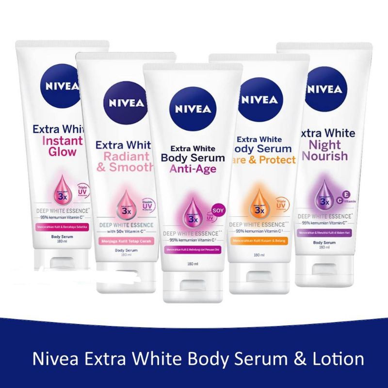 Jual Nivea Body Serum super vitamin/ Extra White Care&Protect/ Radiant ...