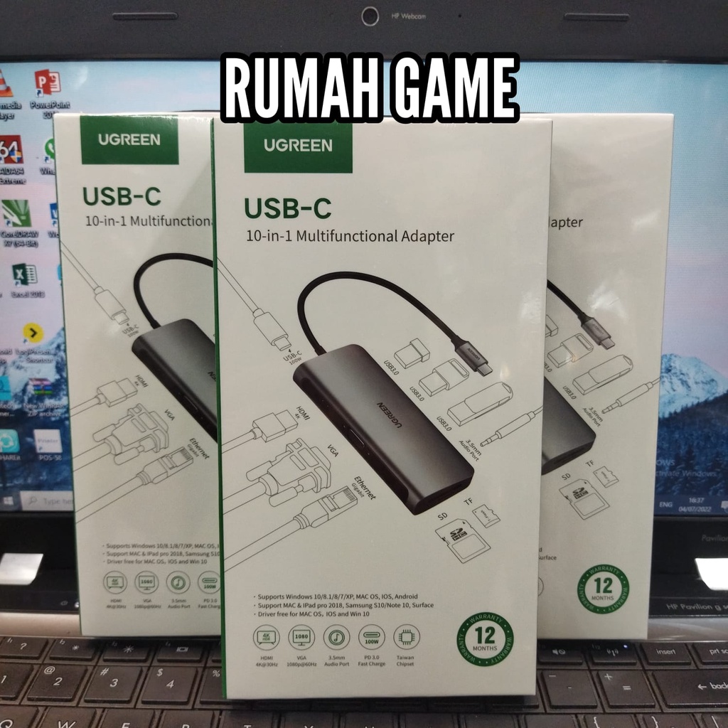 Jual Ugreen 10in1 Usb Type C Multifunction Adapter Usb C TO Hdmi Vga ...