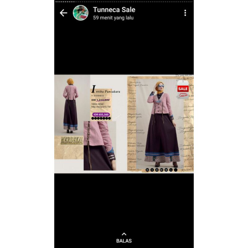 Jual gamis tuneeca sale edisi merdeka intiha pancakara sampai 29 jan 21 ...