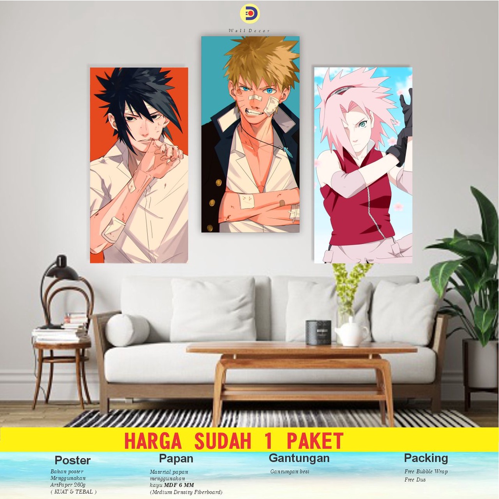 Jual Poster Naruto Tim 7 Poster kayu Pajangan hiasan dinding anime 1 ...