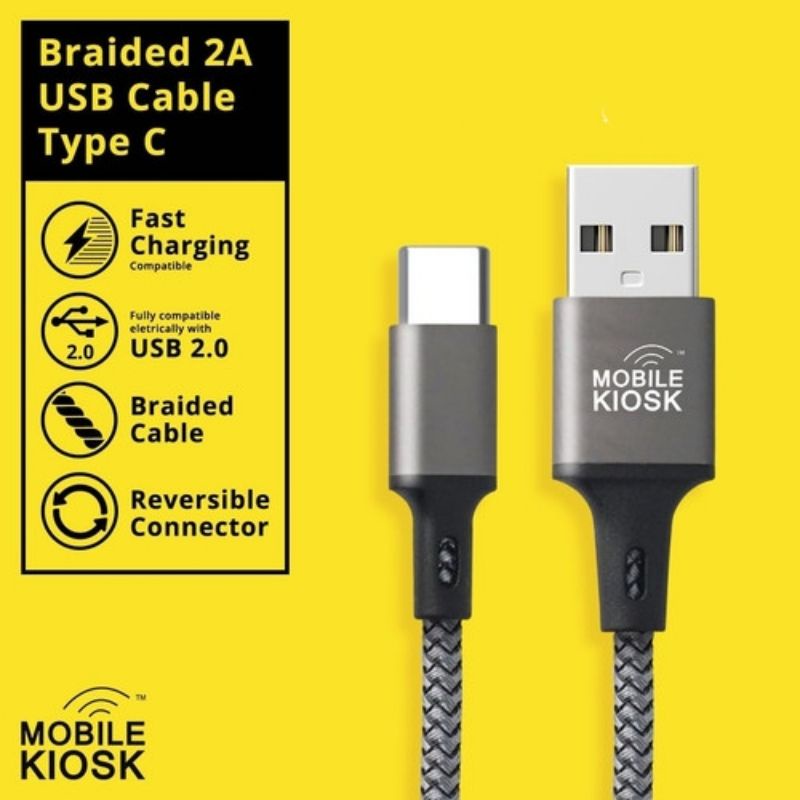 Jual USB Type C Fast charging Android Mobile Kiosk Braided 2A Usb Cable ...