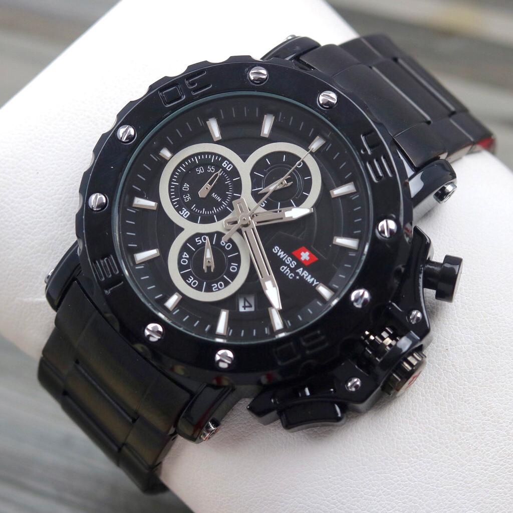 Jual Jam Tangan Pria Swiss Rantai Army / Jam Tangan Pria Crono Tanggal ...
