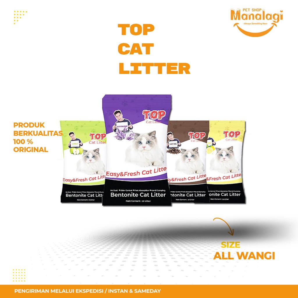 Jual Pasir Kucing TOP 25 L Gumpal Wangi All Varian ( EKSPEDISI ...