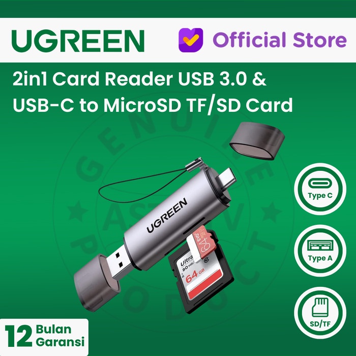Jual UGREEN Card Reader 2in1 USB 3.0 & USB-C OTG - CM185 | Shopee Indonesia