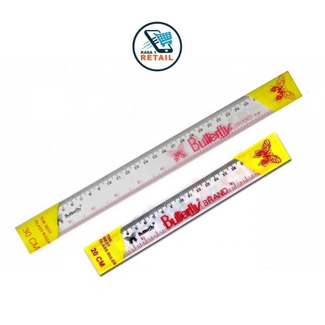 Jual Penggaris Panjang / Mistar Polos Panjang 20 cm dan 30 cm Butterfly ...