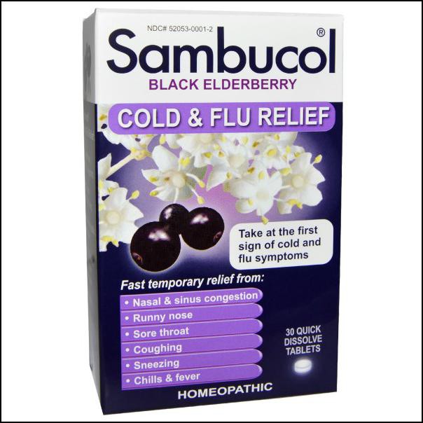 Jual SAMBUCOL, BLACK ELDERBERRY, COLD & FLU RELIEF, 30 QUICK DISSOLVE ...