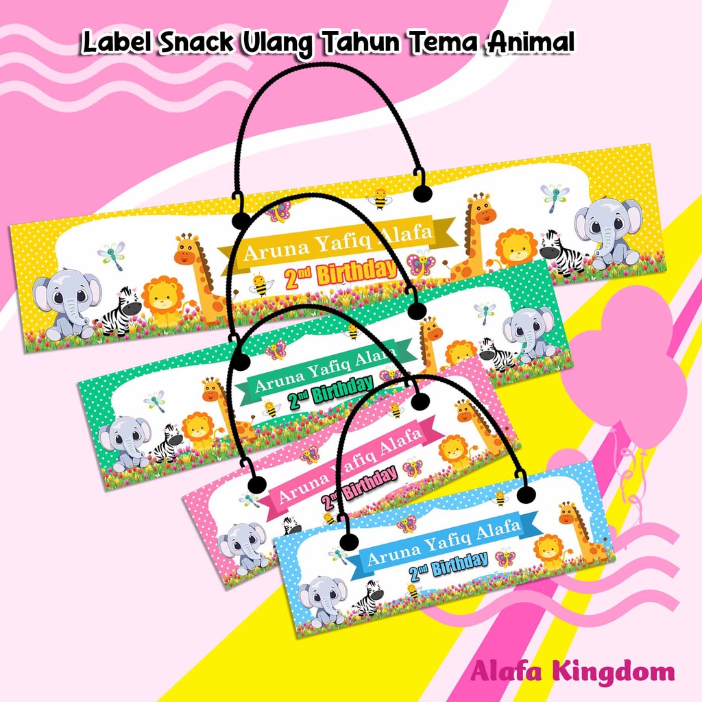 Jual AlafaKingdom Label Snack Ulang Tahun Tema Animal / Tas Label ...