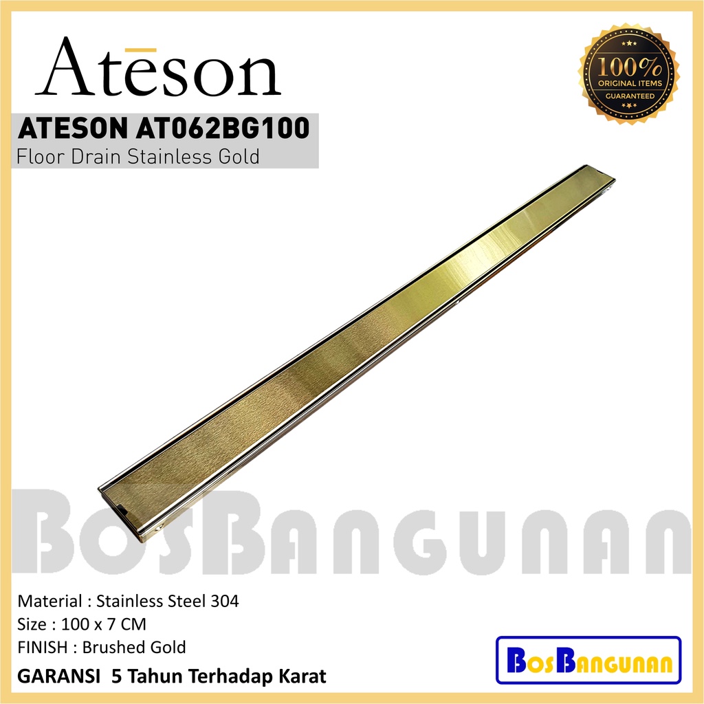 Jual ATESON AT062BG100 Floor Drain Gold / ATESON Floor Drain Panjang ...