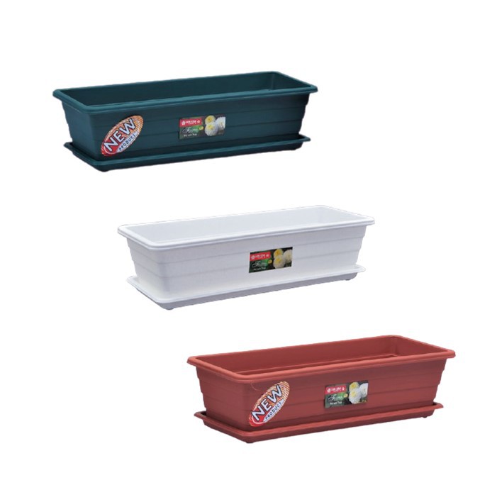 Jual Lion Star Pot Bunga Segi + Alas / Rectangular Flower Pot + Tray ...