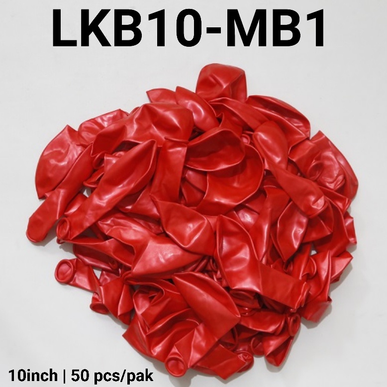 Jual LKB10-MB1 Balon latex 10 inch 1 pak isi 50 metalik tebal merah ...