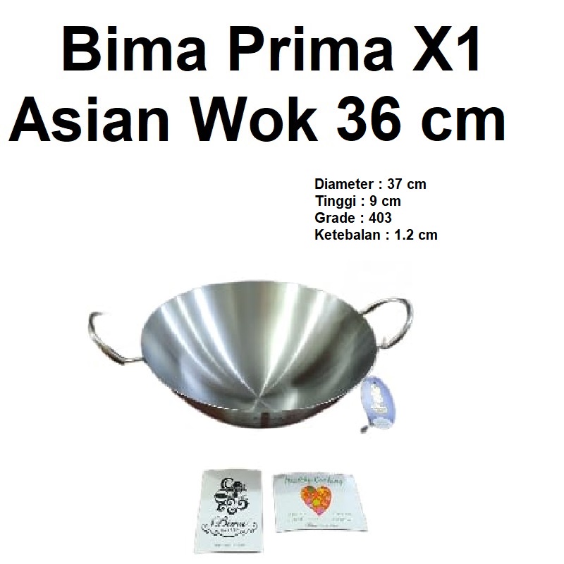 Jual Bima Prima X1 Asian Wok 36 cm / Wajan Stainless | Shopee Indonesia