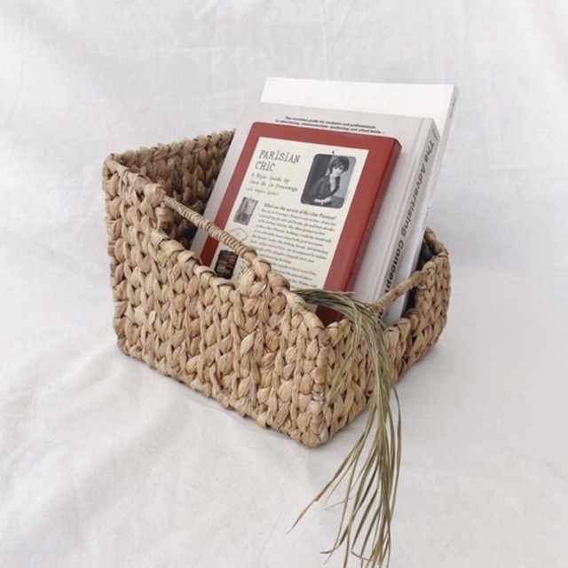 Jual Wadah Buku Rangka Besi Anyaman Eceng Gondok / Baki Hiasan Meja ...