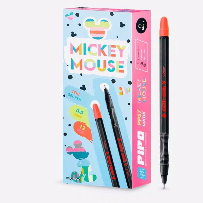 Jual pipo mickey mouse semi gel pen ballpoint pulpen 0.5mm | Shopee ...