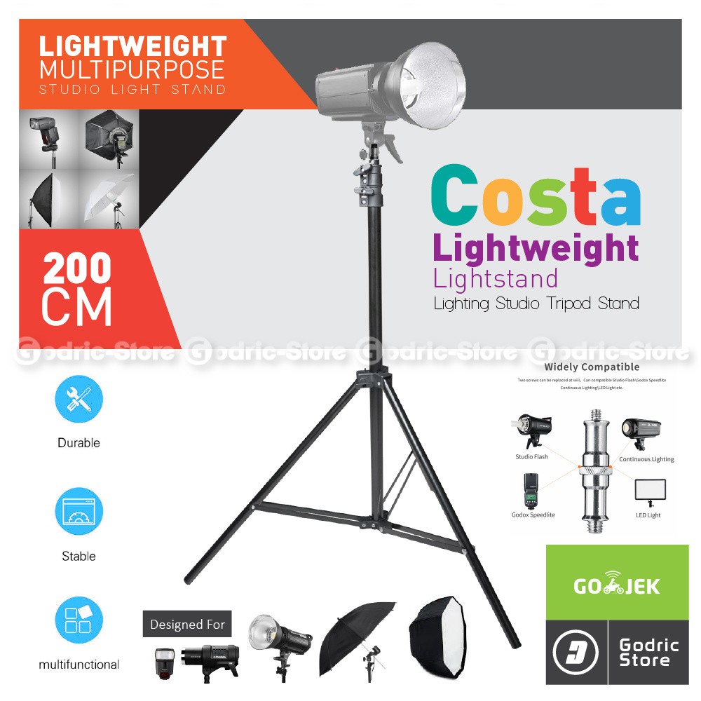 Jual COSTA Light Stand 200CM Tripod Lampu Flash Studio 3 Section CF ...