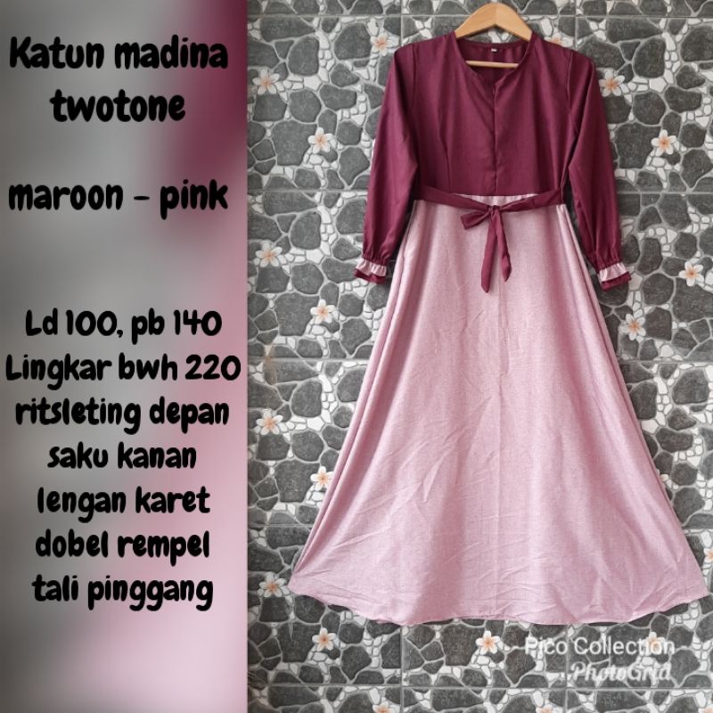Jual Gamis syari Katun Madina original premium hitam / maron | Shopee ...