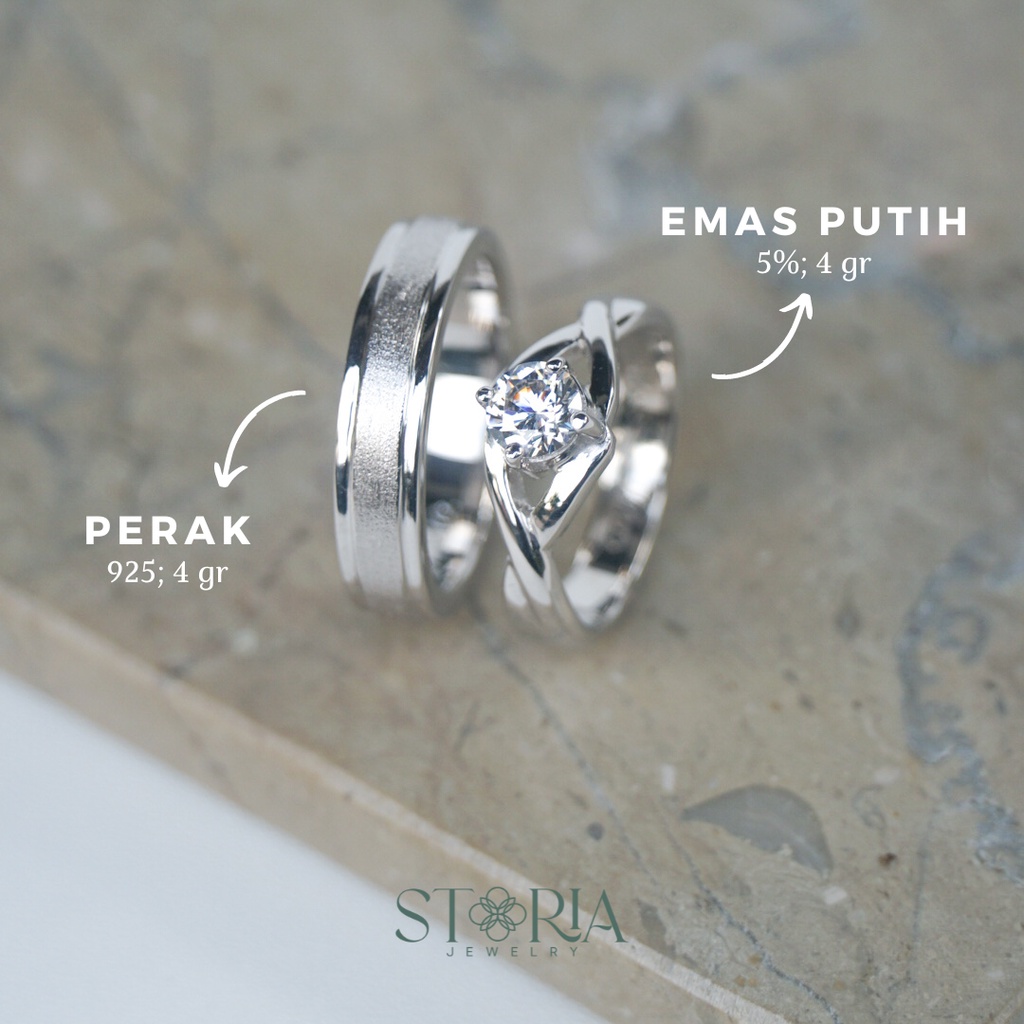 Jual Cincin Kawin Couple Emas Putih K-Gold Perak Sterling Silver 925 GS ...