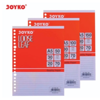 Jual Loose Leaf / Isi Kertas File / Binder Joyko A5-7020 / 100 Lembar | Shopee Indonesia