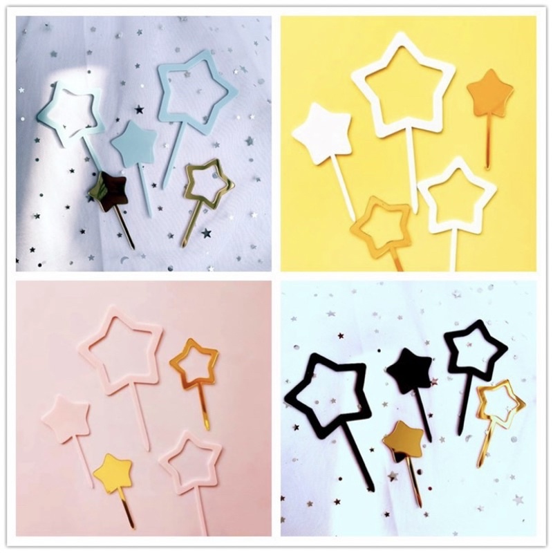 Jual 5 Pcs Star Cake Topper Acrylic Birthday Decoration Topper Kue Bentuk Bintang Hiasan ...