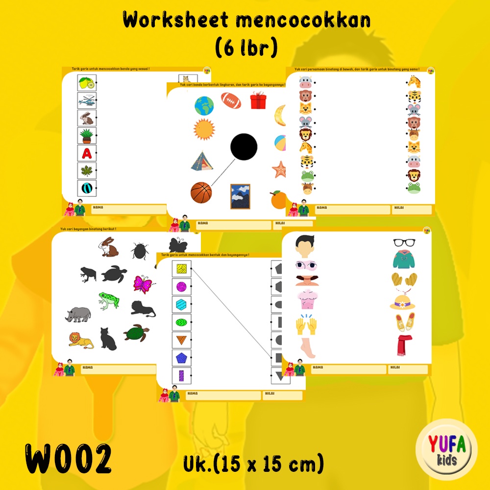 Jual W002 Worksheet paud/TK - Worksheet mencocokkan - Worksheet wipe ...