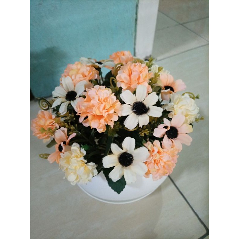 Jual bunga buket plastik artificial bunga imitasi mix set pot | Shopee ...