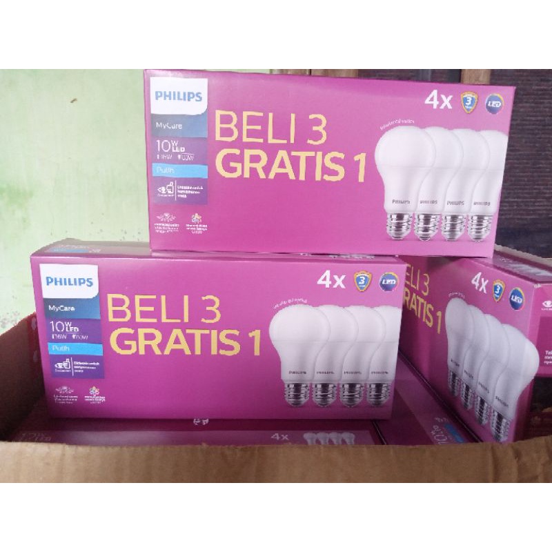 Jual Lampu Led Philips 10 watt paket Beli 3 gratis 1 Lampu LED 10 W Philips | Shopee Indonesia