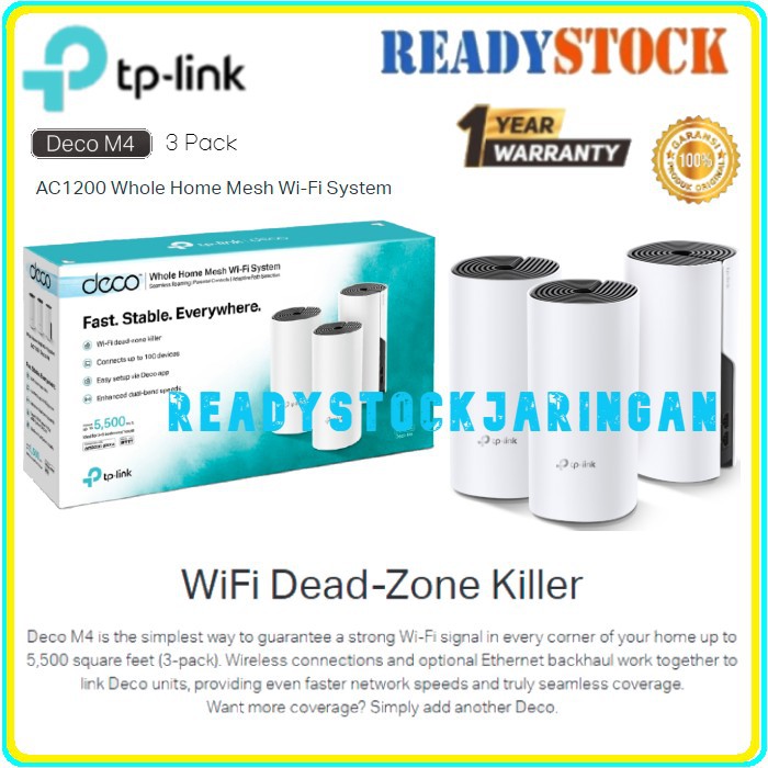 Jual TP LINK Deco M4 (3 Pack) AC1200 Deco Whole Home Mesh WiFi System ...