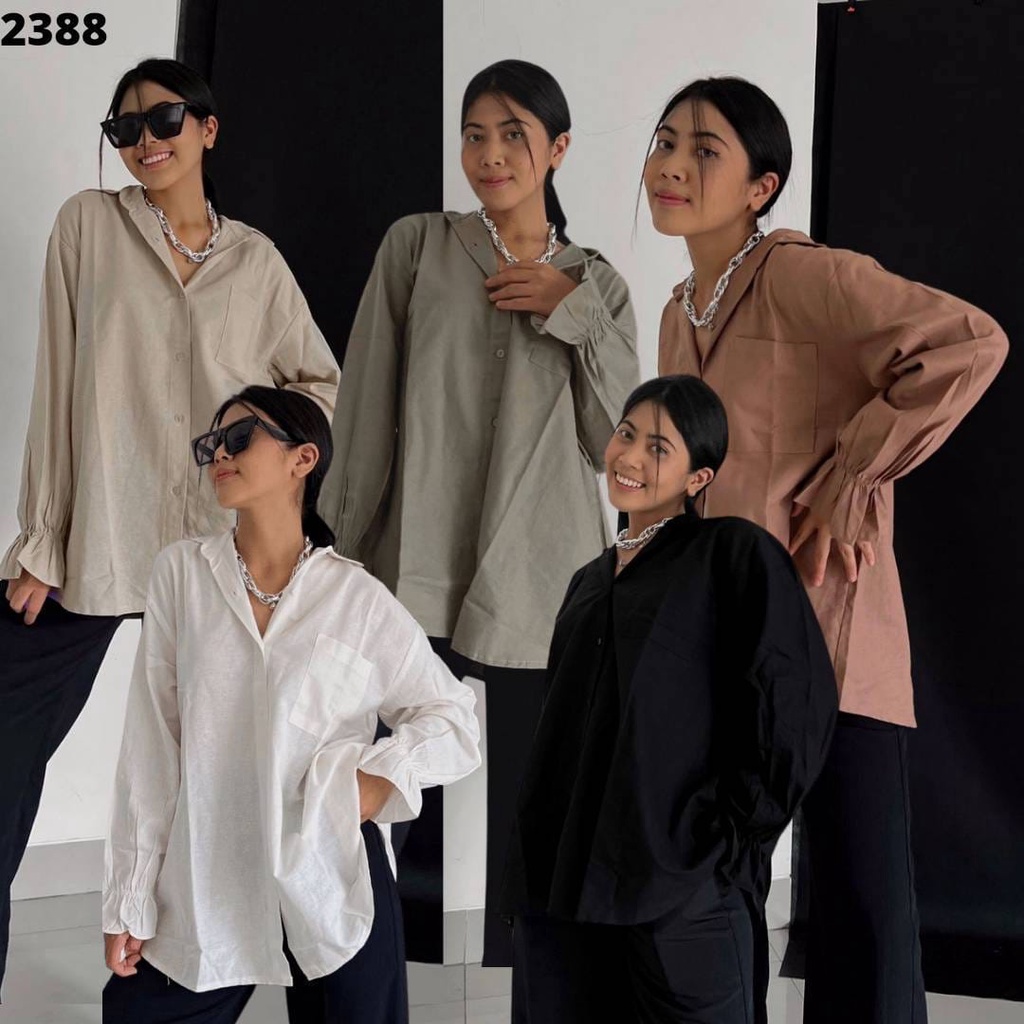 Jual FWR - KEMEJA LINEN SHIRT / KEMEJA OVERSIZE WANITA / KEMEJA LENGAN PANJANG WANITA 2388 ...