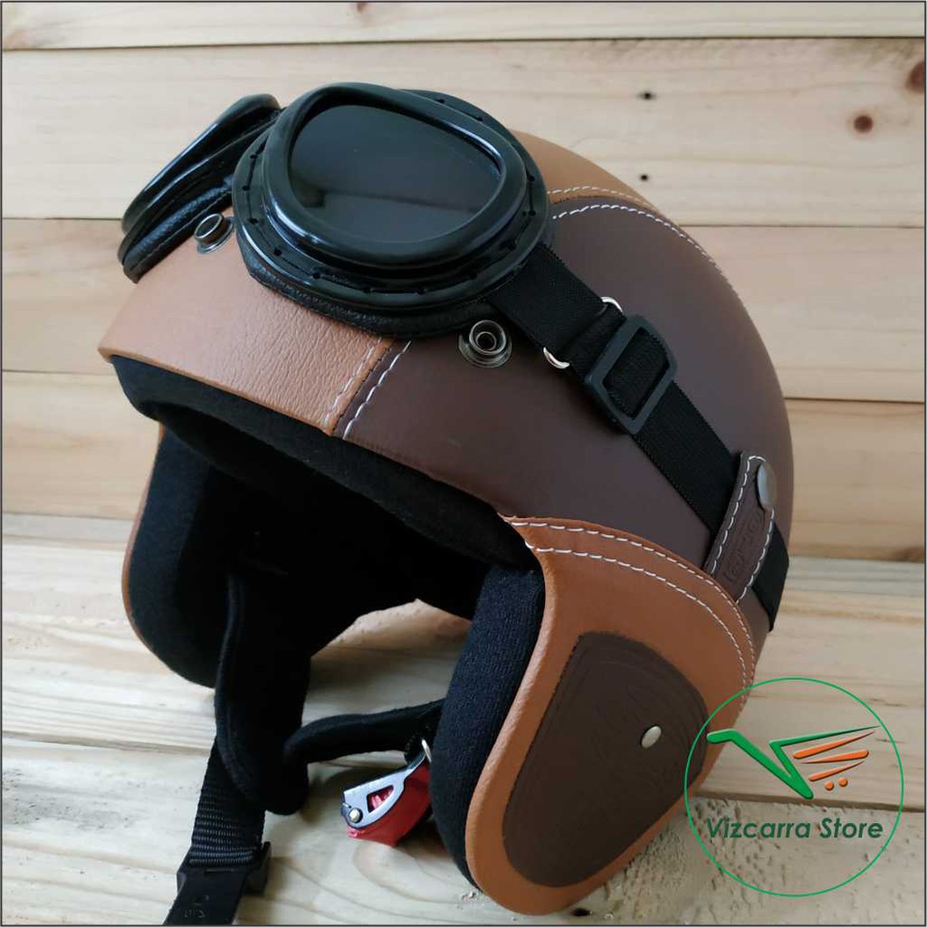 Jual Helm Retro Premium SNI Kulit Karakter (Dewasa) | Shopee Indonesia