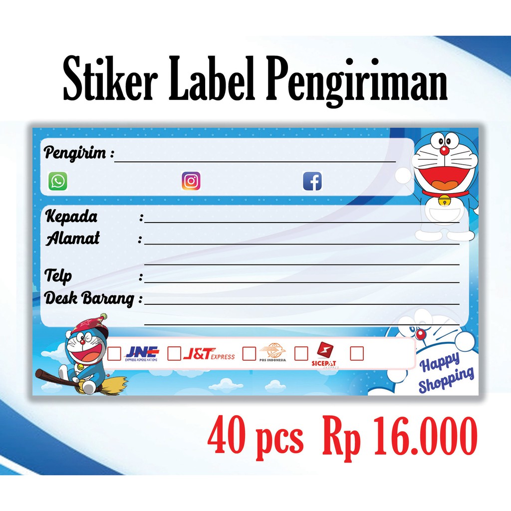 Jual STIKER PENGIRIMAN LABEL PENGIRIMAN OLSHOP TEMA DORAEMON 40PCS ...