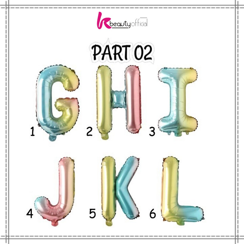 Jual KB-C390 Ballon Foil Abjad Alphabet Polos Gradient A-Z Balon Foil ...