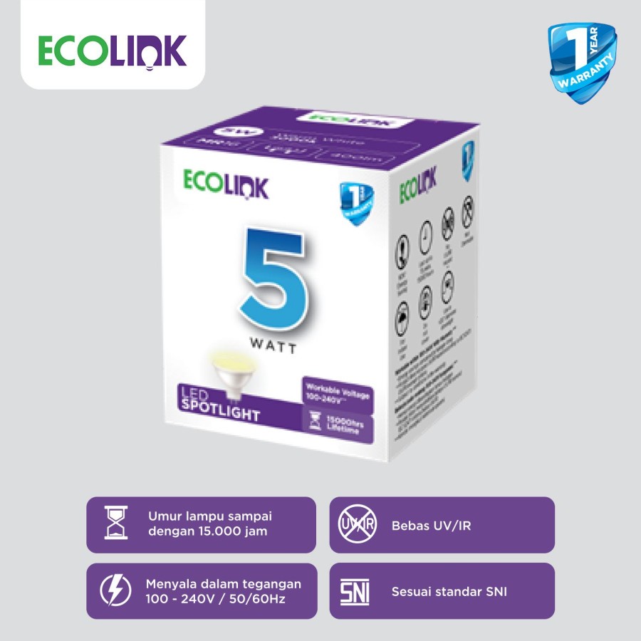 Jual Ecolink Lampu Spotlight LED MR16 5 WATT 3000K - Kuning | Shopee ...