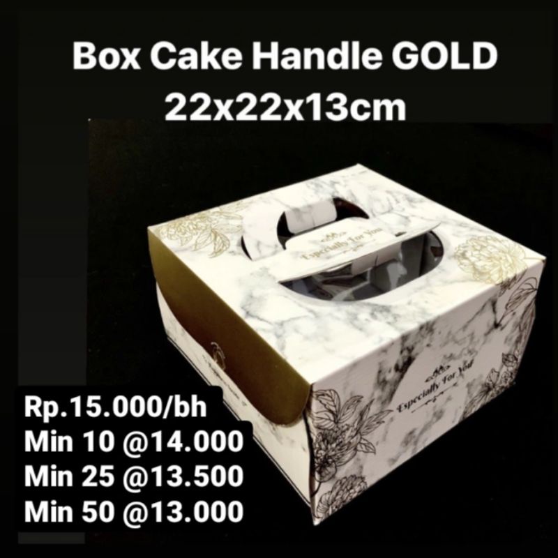 Jual Box Cake Handle GOLD 22x22x13cm | Shopee Indonesia