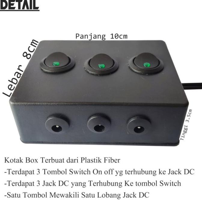 Jual Box Switch On/Off 3 Tombol Dengan Jack Dc Dan Konektor Lighter ...