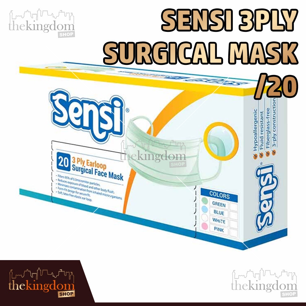 Jual Sensimask 3ply Earloop Surgical Face Mask Masker Sensi /20 ...