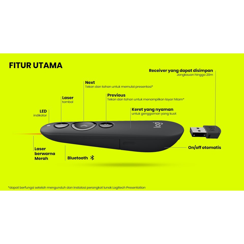 Jual LOGITECH R500 USB Wireless Pointer Presenter & Remote Control ...