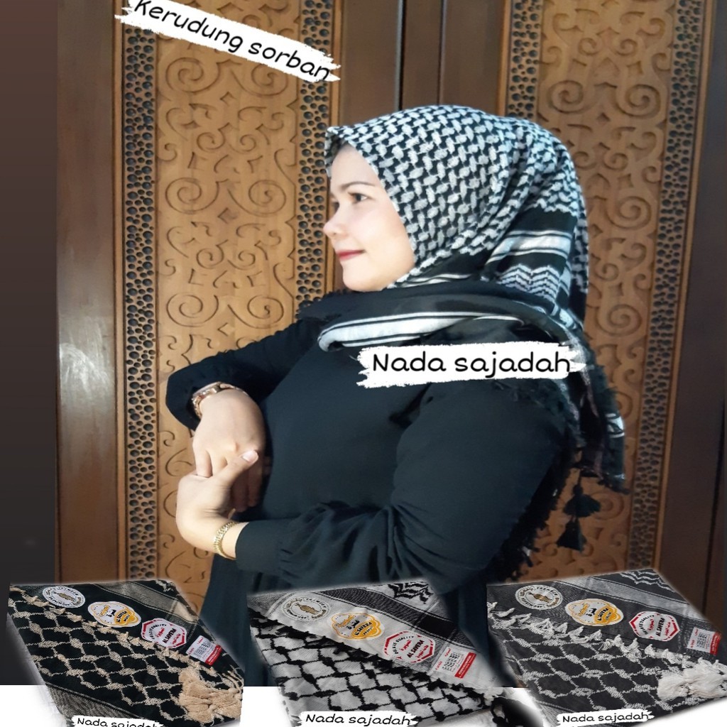 Jual Kerudung Sorban Palestina Hijab i - Putih & Hitam Viral Best ...