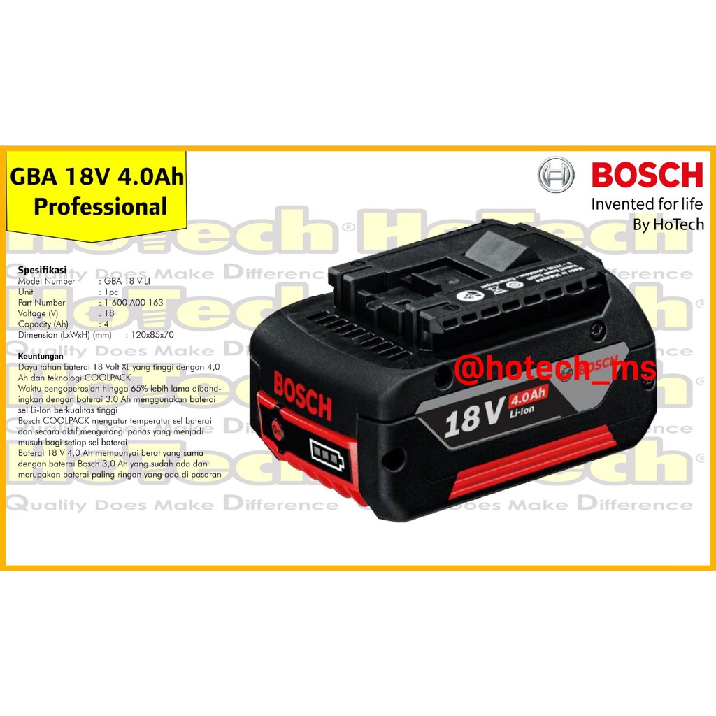 Jual BOSCH - Unit Battery GBA 18V 4.0Ah Professional - BOSCH Battery ...