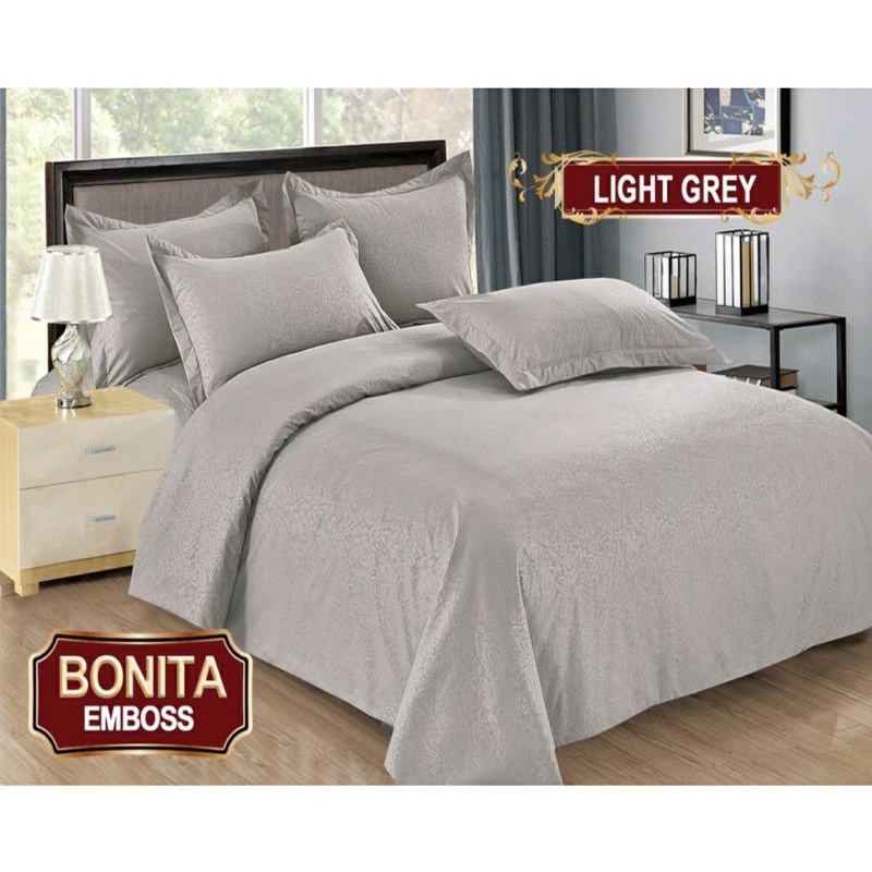 Jual Bed cover bonita embos sprei karet no 1 uk 180x200 light grey ...