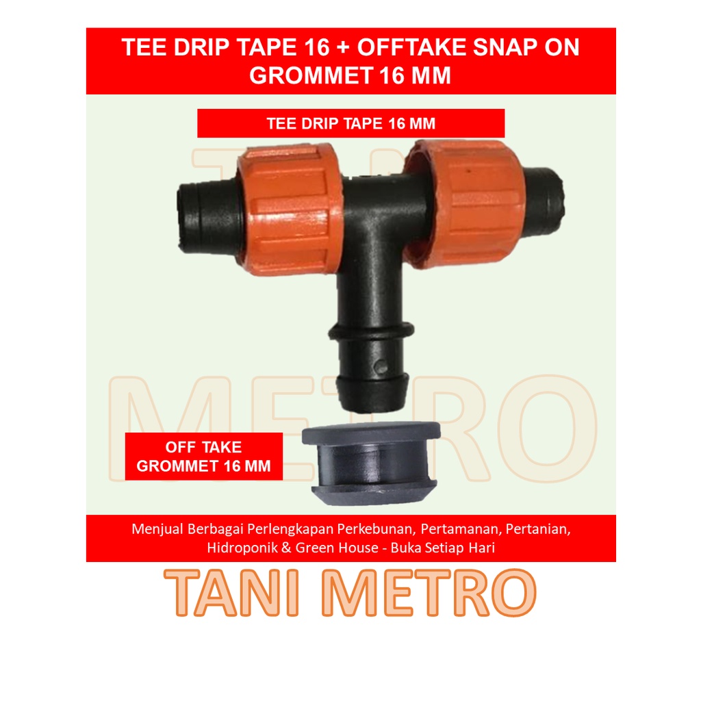 Jual Konektor Connector Tee Drip Tape 16 Offtake Snap On Grommet 16