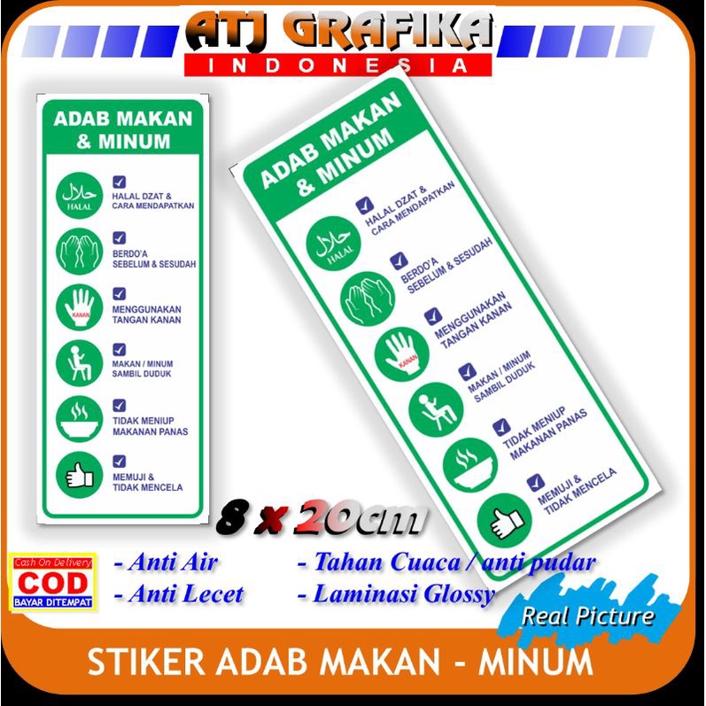 Jual Stiker adab makan minum sticker meja makan rumah restorant kedai ...