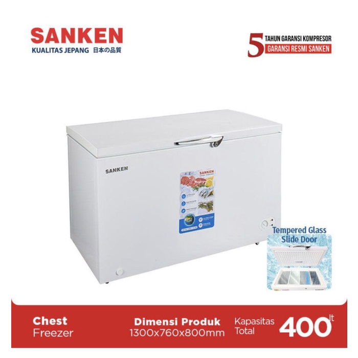 Jual SANKEN Chest Freezer - SRF-420WHTG | Shopee Indonesia