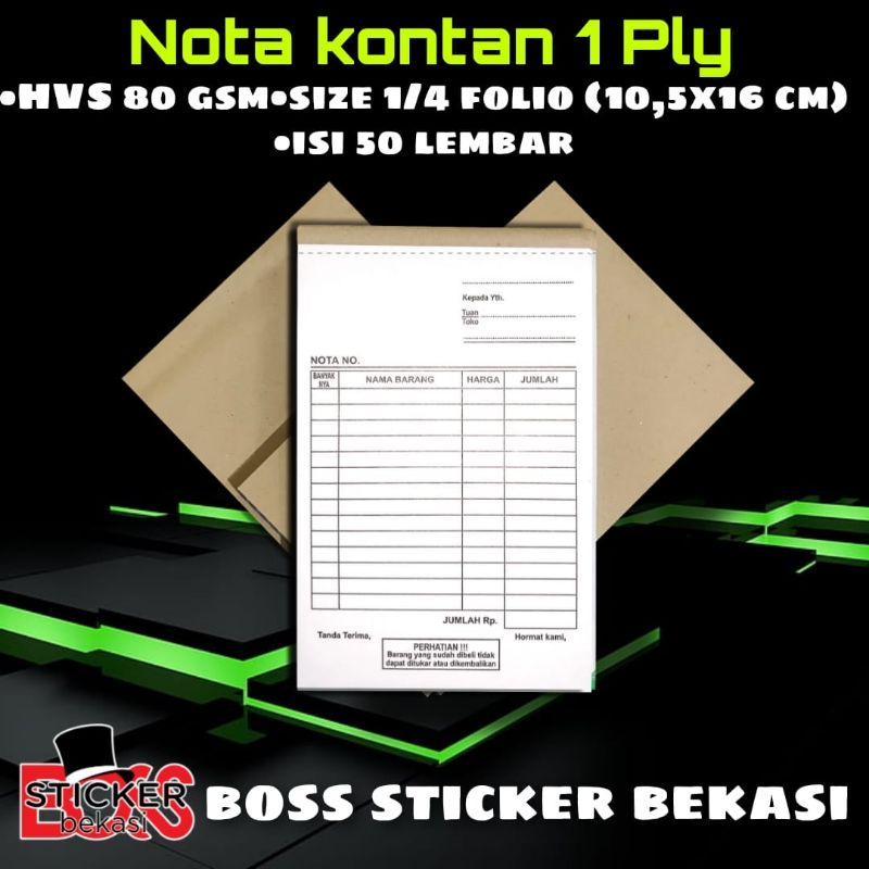 Jual NOTA KONTAN 1/4 FOLIO /NOTA POLOS NCR 2 PLY & 1 PLY UKURAN 1/4 ...