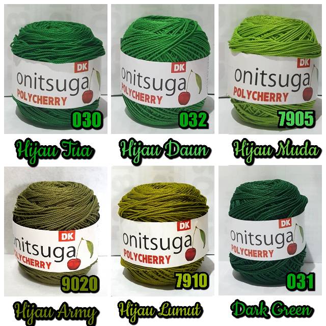 Jual Benang Rajut Onitsuga Polycherry (Variasi Hijau) | Shopee Indonesia