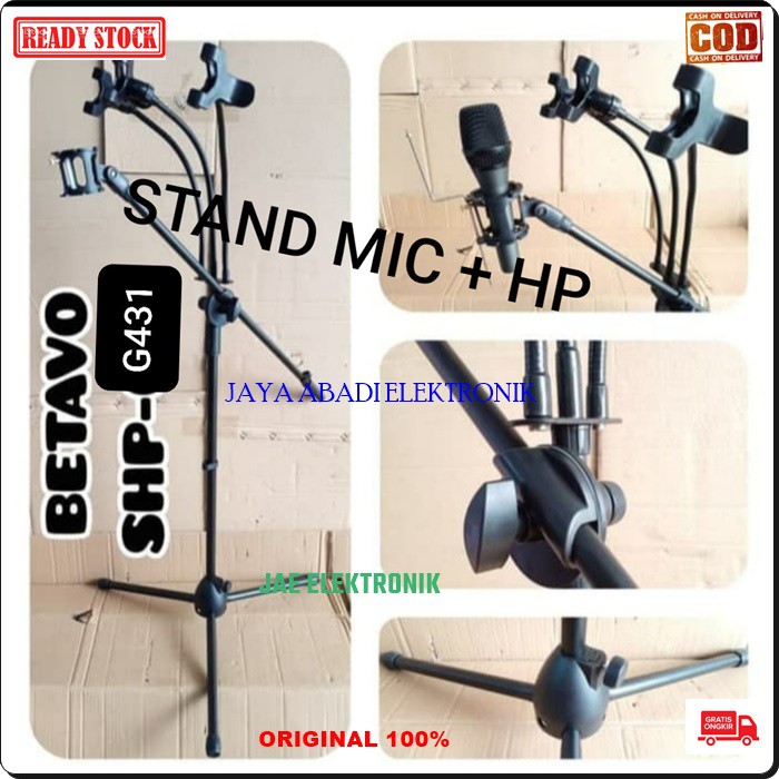Jual G431 ORIGINAL Stand Mic Tiang Microphone Hp HANDPHONE Besi Kaki Tiga TINGGI Tripod Holder ...