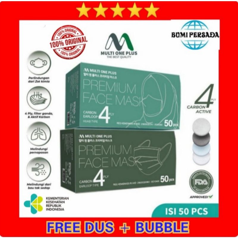 Jual Masker Active Carbon Multi One Plus 4ply Kemenkes AKD 4 ply isi ...