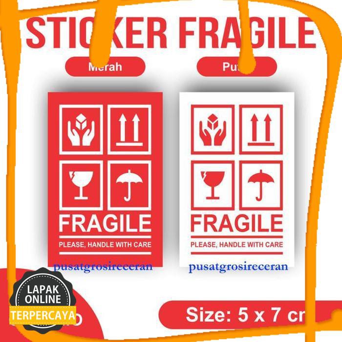 Jual Original Sticker Fragile 4 Icon Ditempel Di Paket Agar Pengiriman ...