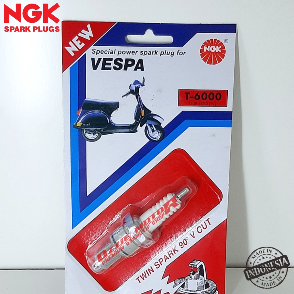 Jual BUSI MOTOR NGK VESPA DRAT PANJANG (T-6000) | Shopee Indonesia